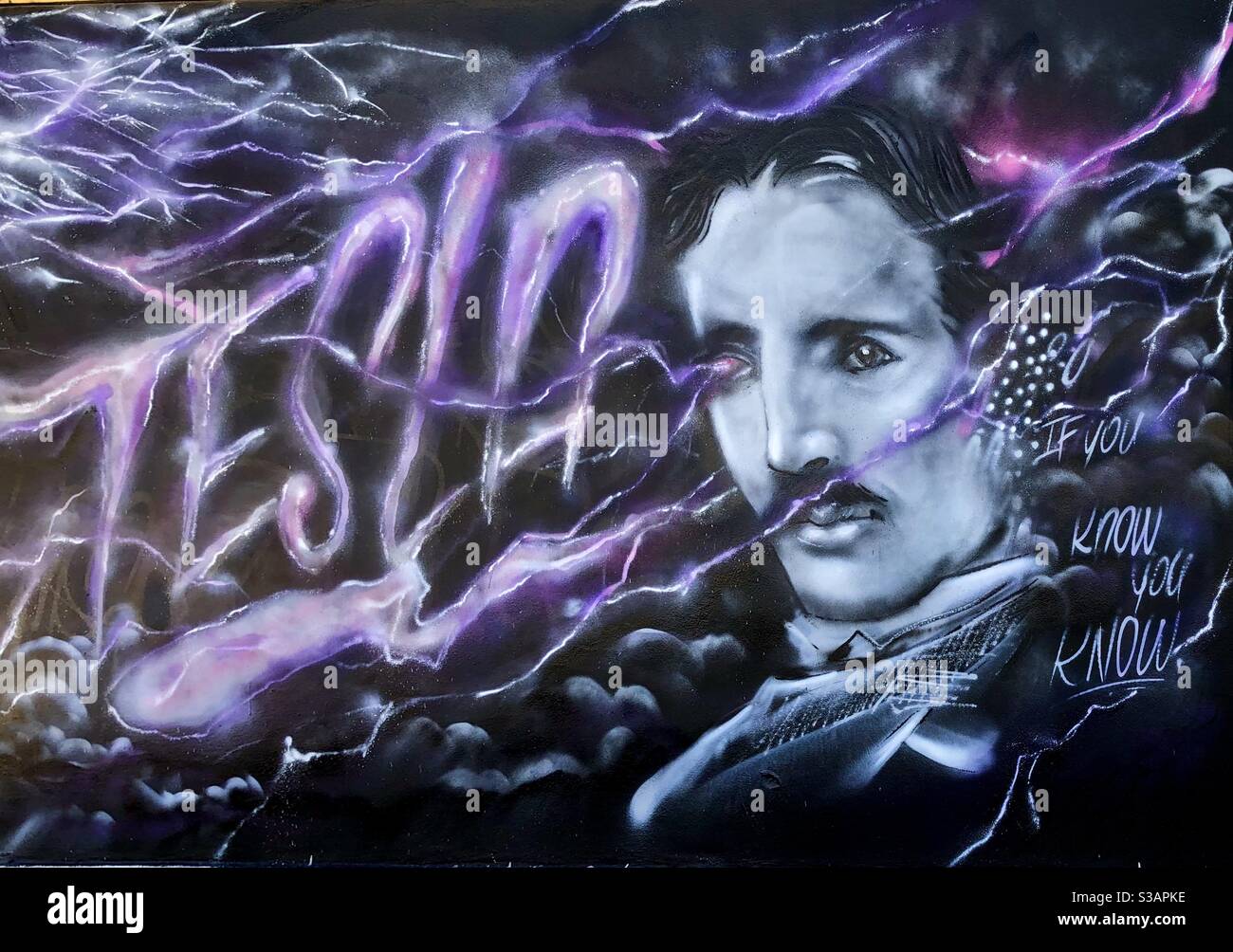 Mural of Nikola Tesla, a Serbian-American inventor, electrical engineer ... Mural of Nikola Tesla, a Serbian-American inventor, electrical engineer ...