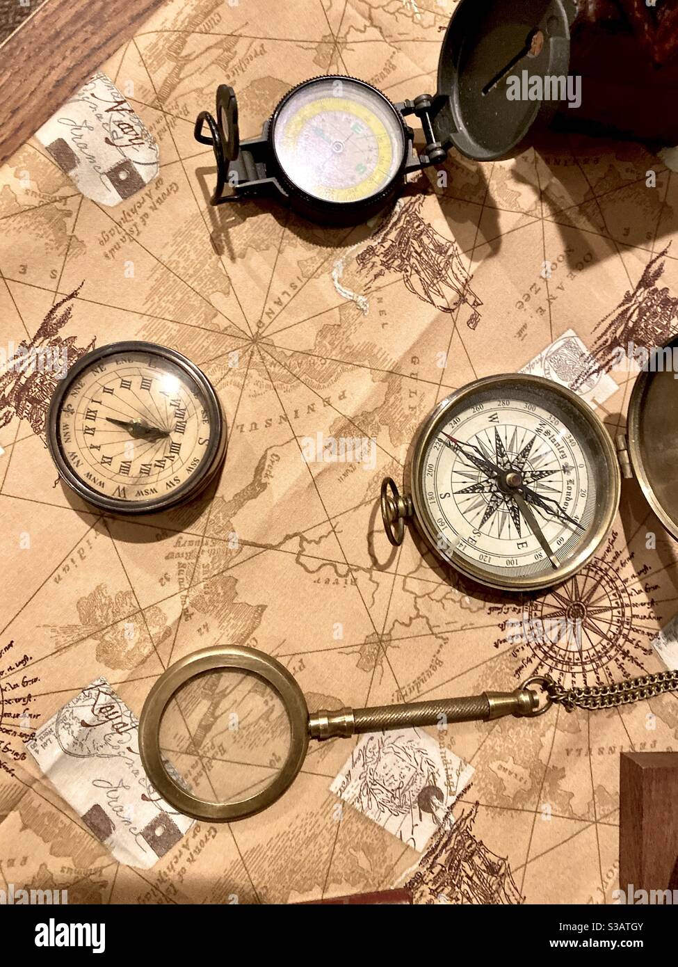 Treasure map compass hi-res stock photography and images - Alamy