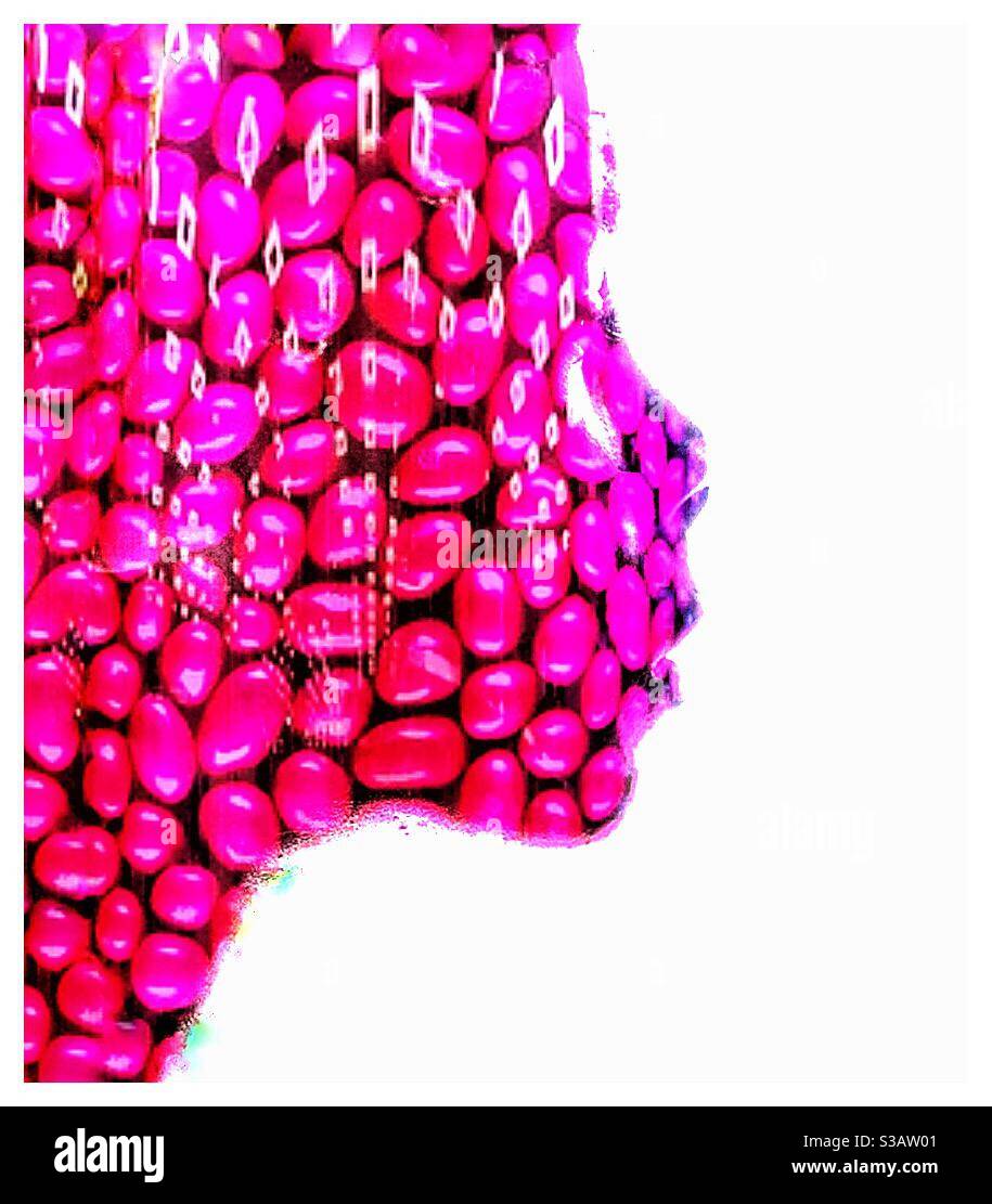 Colourful profile of a child with candy Stock Photo - Alamy