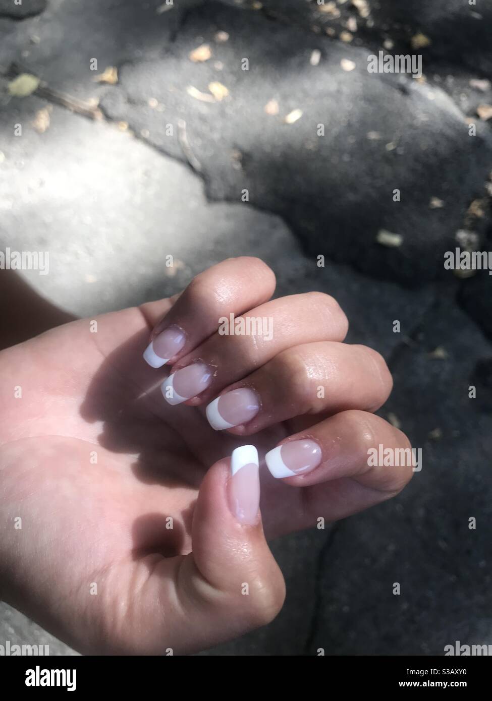 Traditional French manicure Stock Photo - Alamy