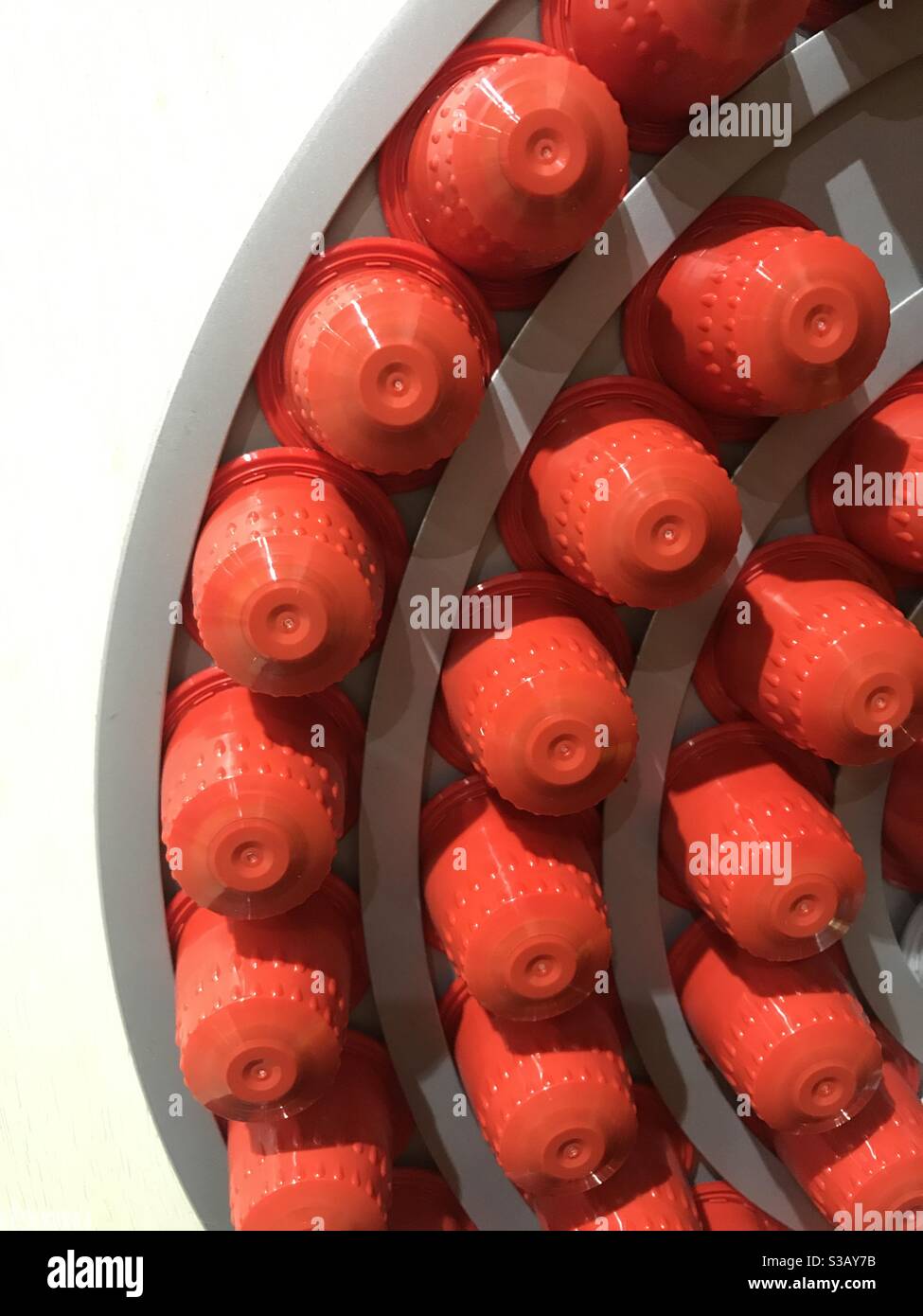 Colourful coffee capsule display for espresso coffee machine Stock ...