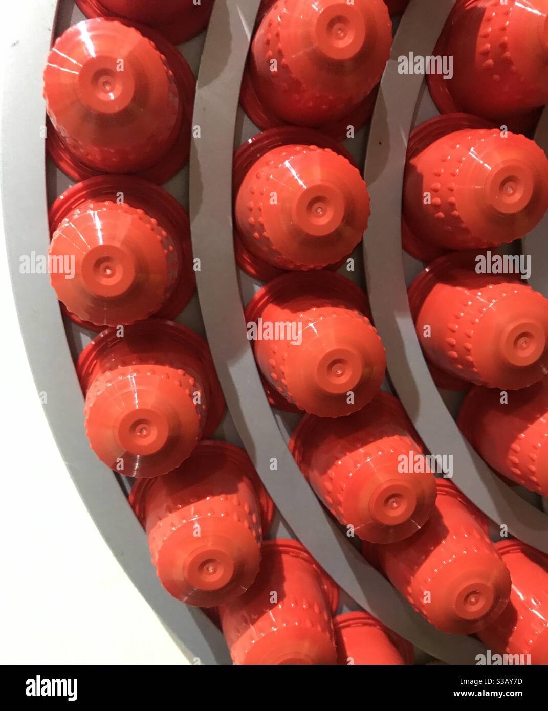 Colourful coffee capsule display for espresso coffee machine Stock ...