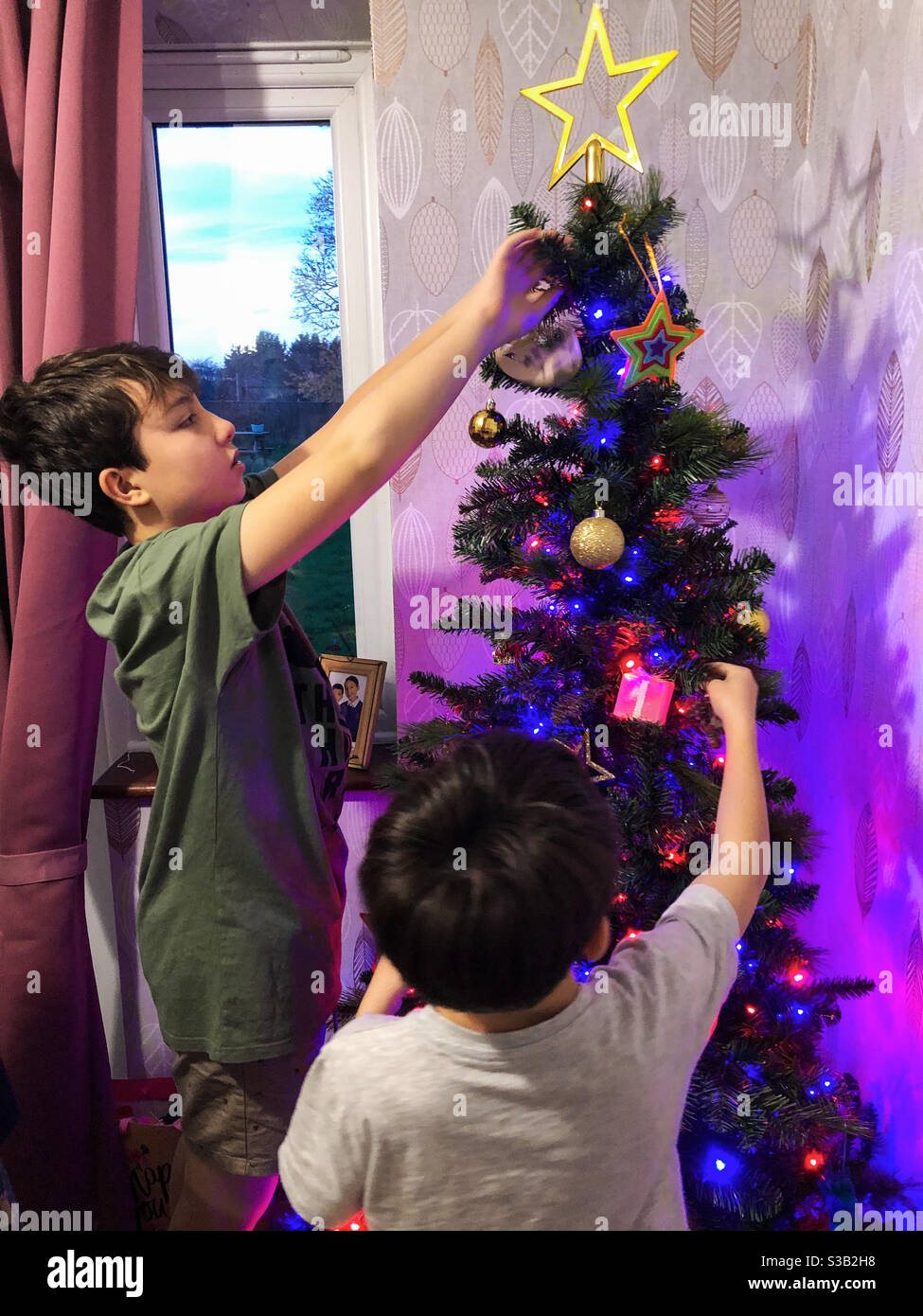 Putting lights on a christmas tree hi-res stock photography and images ...