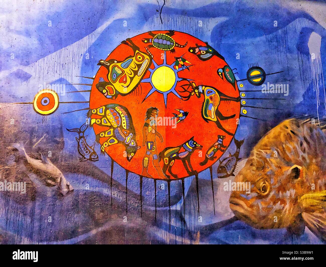 Colourful indigenous urban street art in Toronto, Canada Stock Photo ...