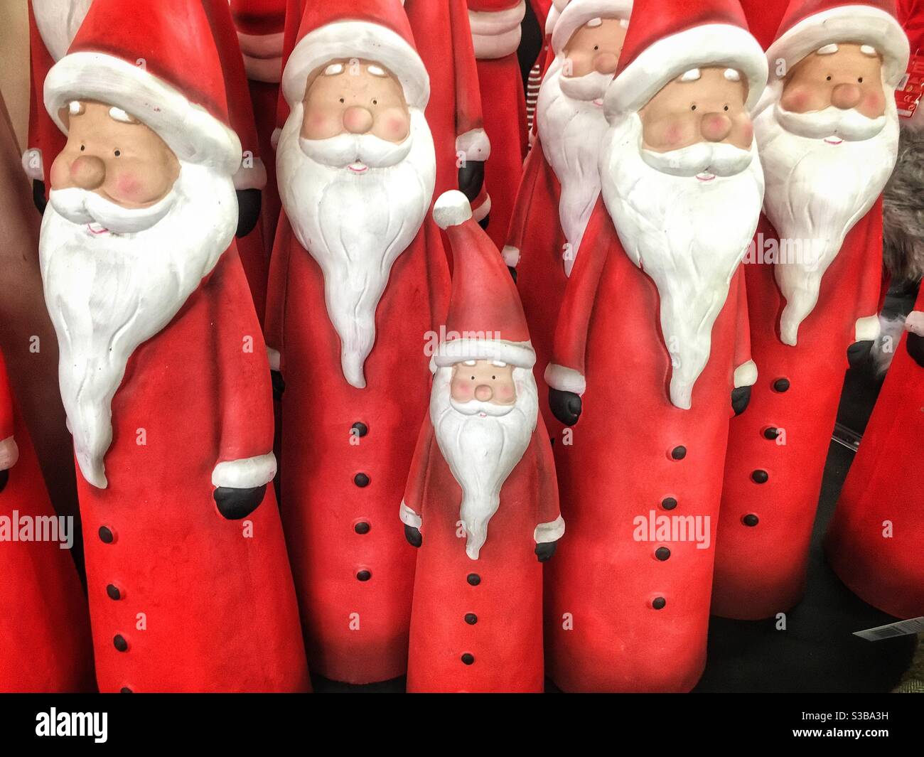 Father Christmas figures at a UK garden centre Stock Photo - Alamy