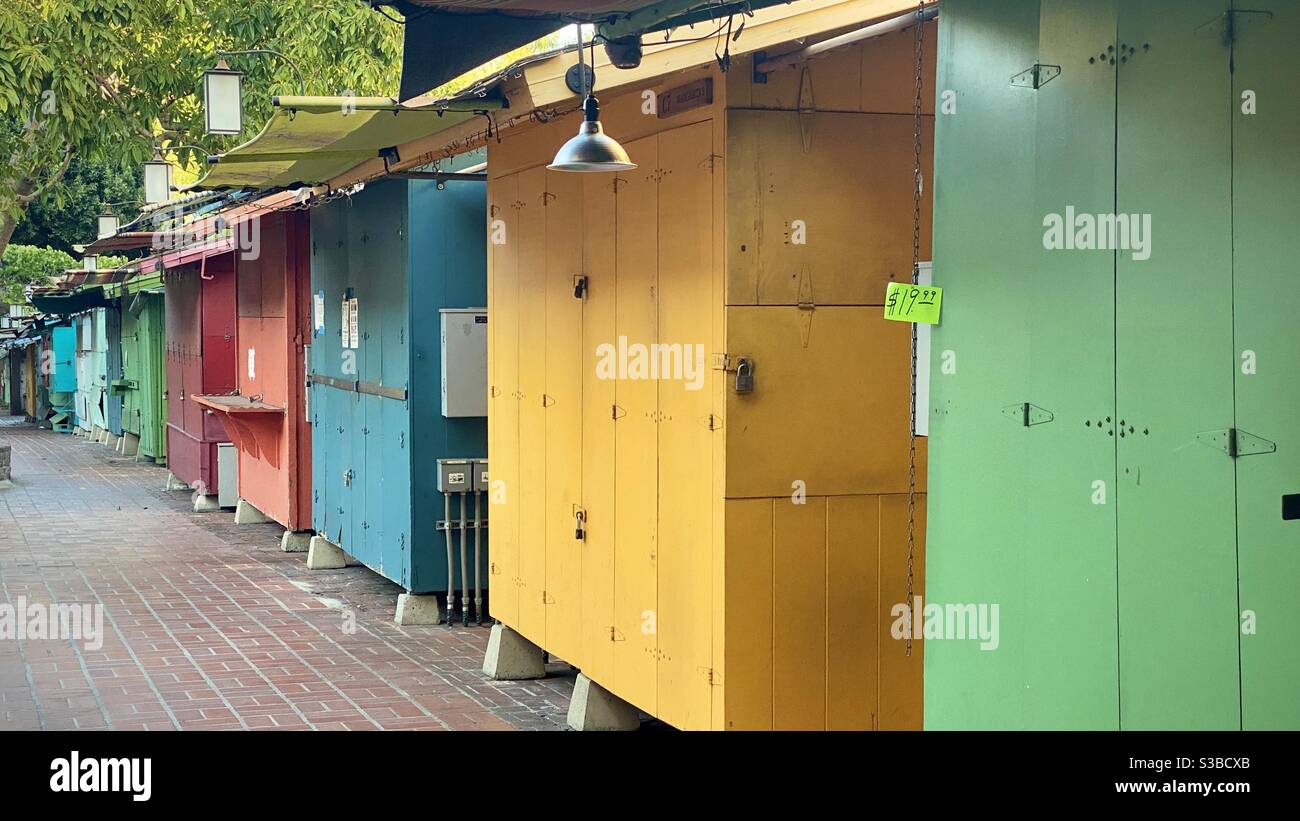LOS ANGELES, CA, AUG 2020: colorful huts used as retail outlets in El ...