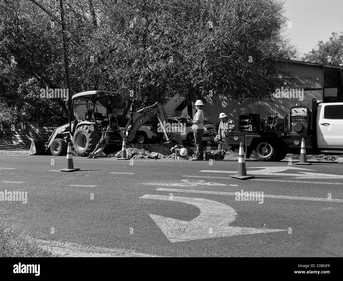 Road Construction Crew at Work Stock Photo - Alamy