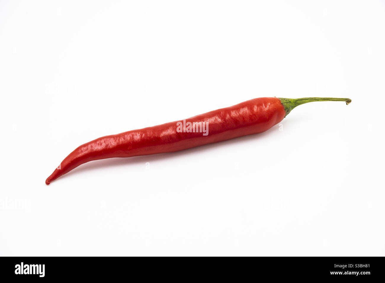 A red long chili on white background Stock Photo - Alamy