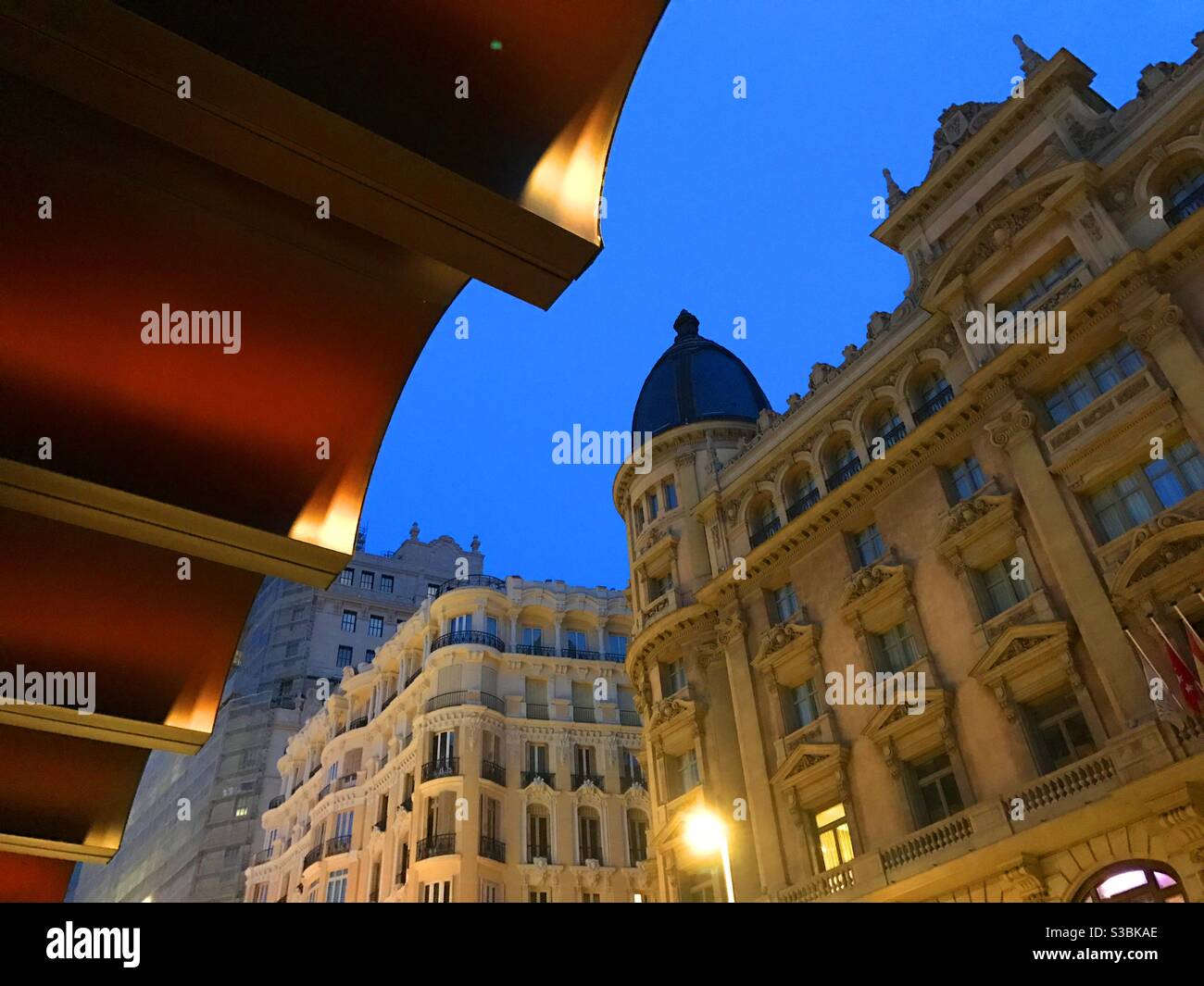 Gran Vía street, night view. Madrid, Spain Stock Photo - Alamy