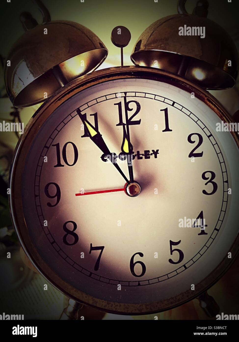 Old fashion analog alarm clock features Bells, USA Stock Photo - Alamy