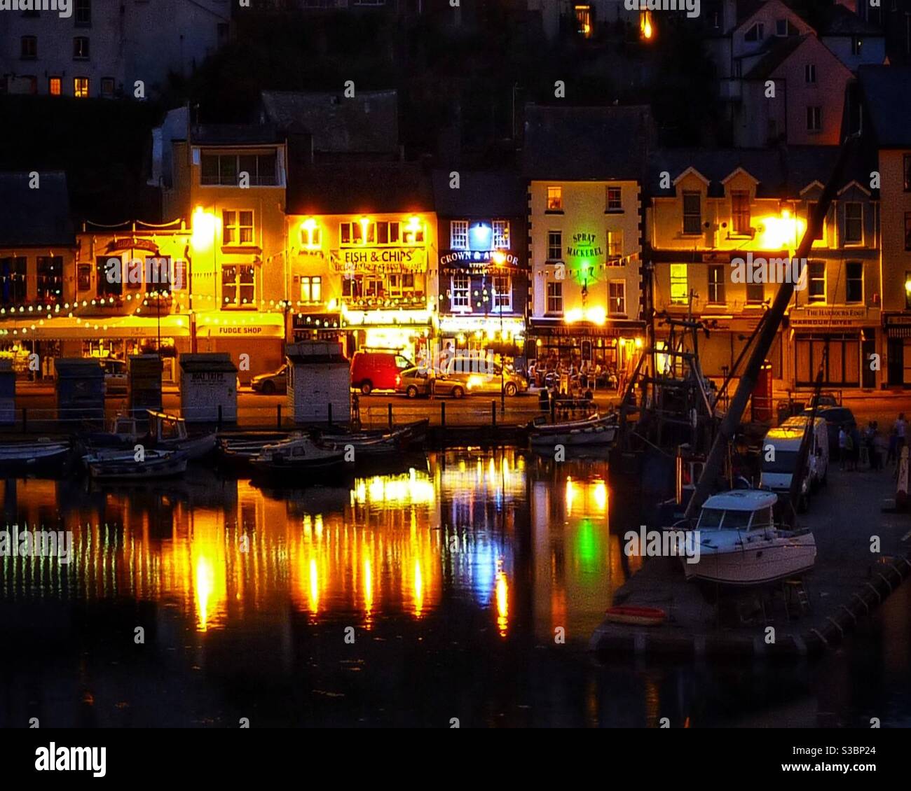 Brixham harbour at night hi-res stock photography and images - Alamy