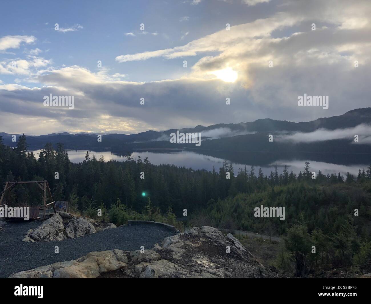 Mountain top view of bay in AK Stock Photo - Alamy