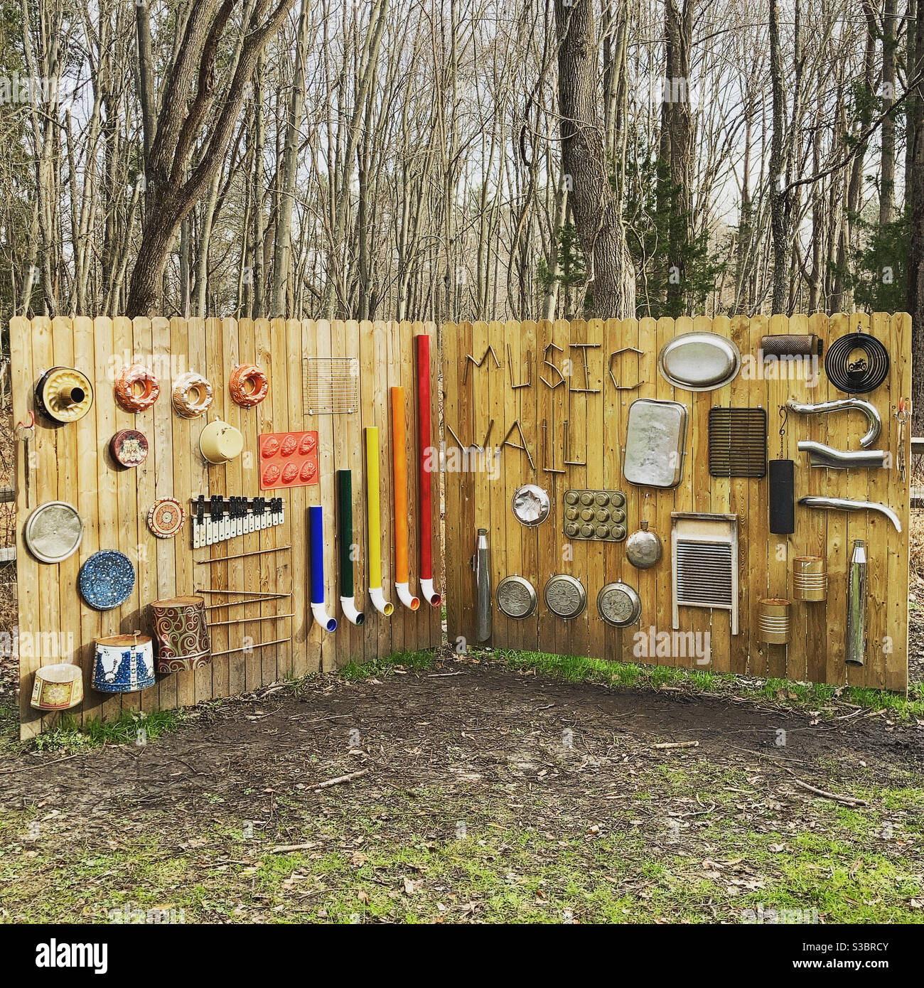 Wall of musical instruments at Rancocas nature center Stock Photo - Alamy