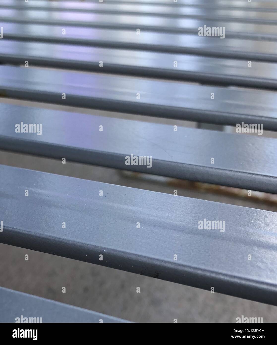 Abstract metal bench Stock Photo - Alamy
