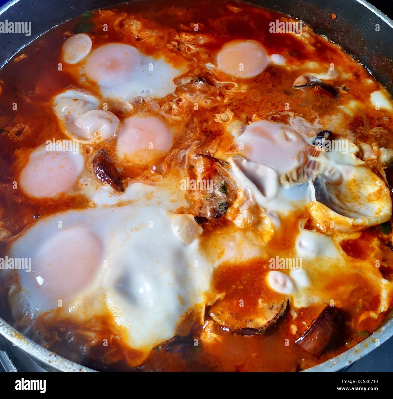 A pan of Israeli Shakshuka dish Stock Photo - Alamy
