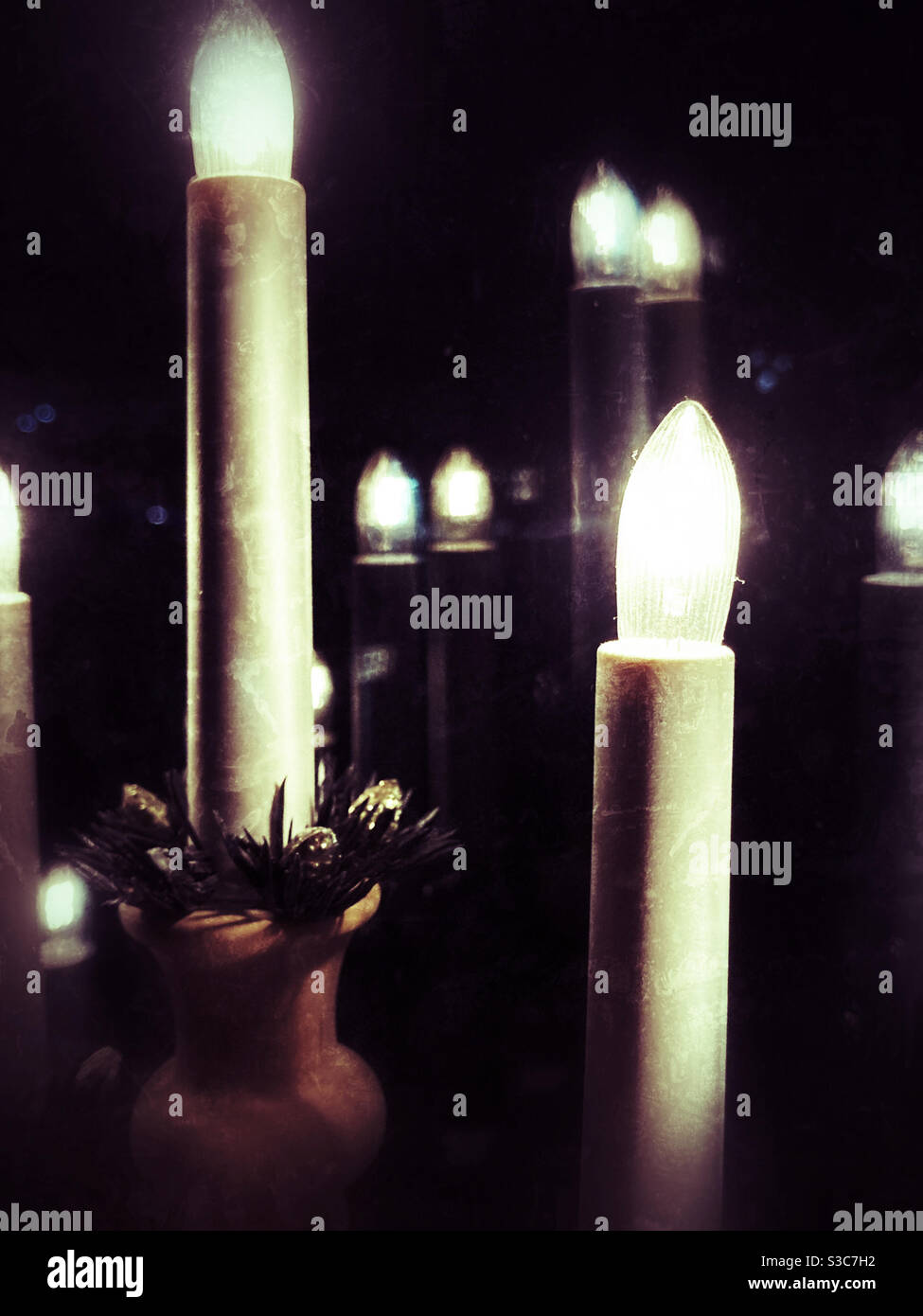 Artificial electric candles Stock Photo - Alamy