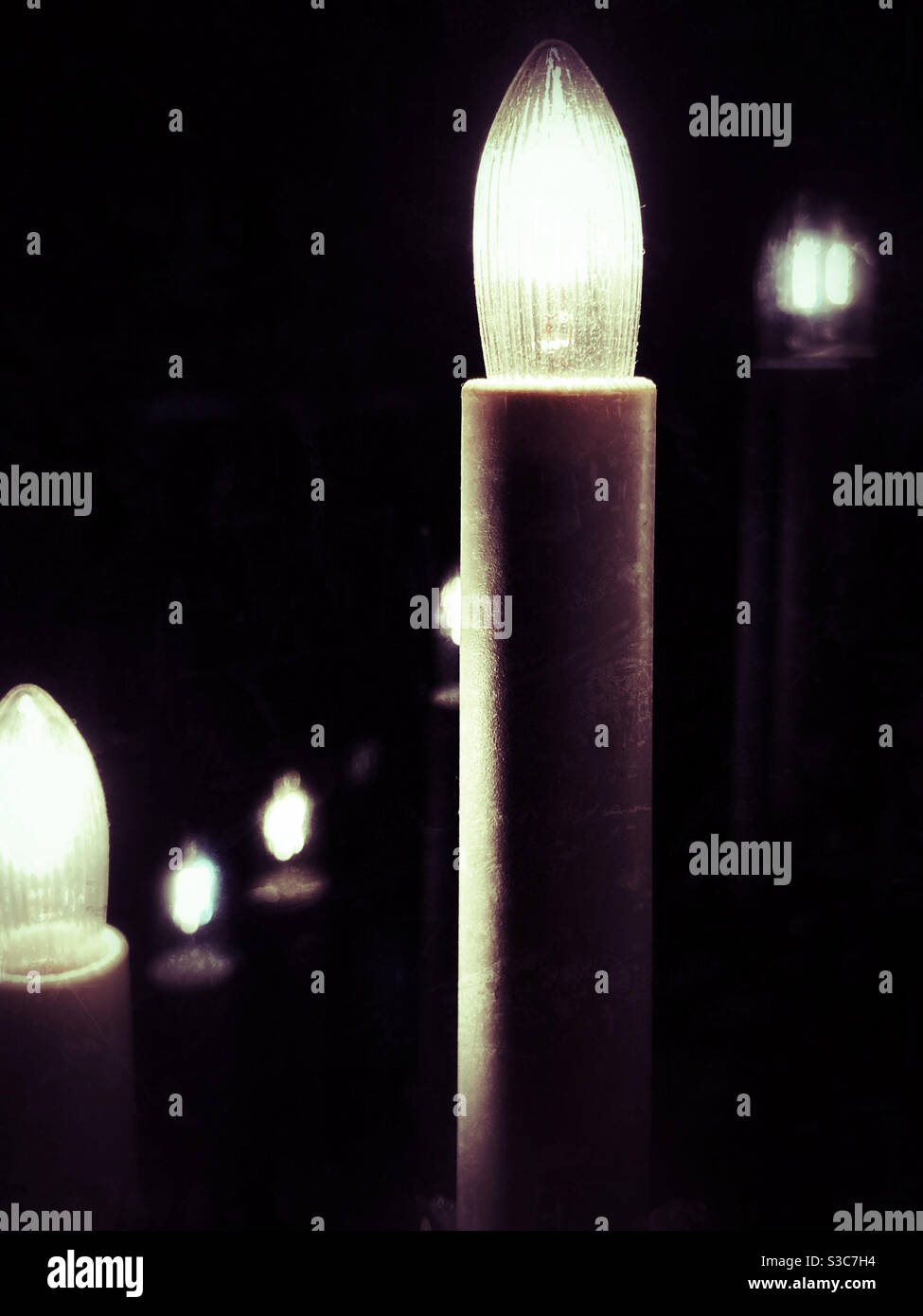 Artificial electric candles Stock Photo - Alamy