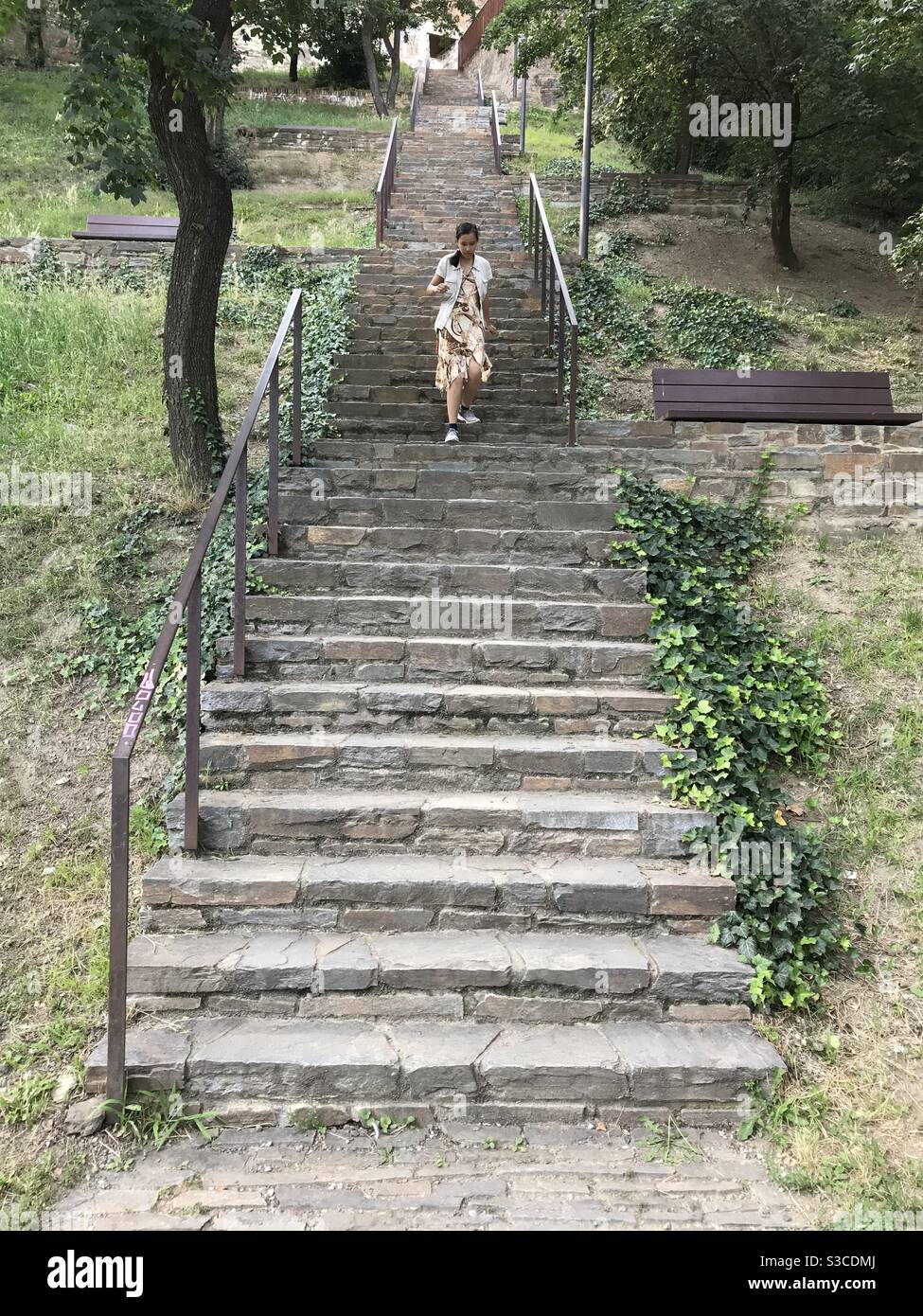 Walking stone staircase hi-res stock photography and images - Alamy