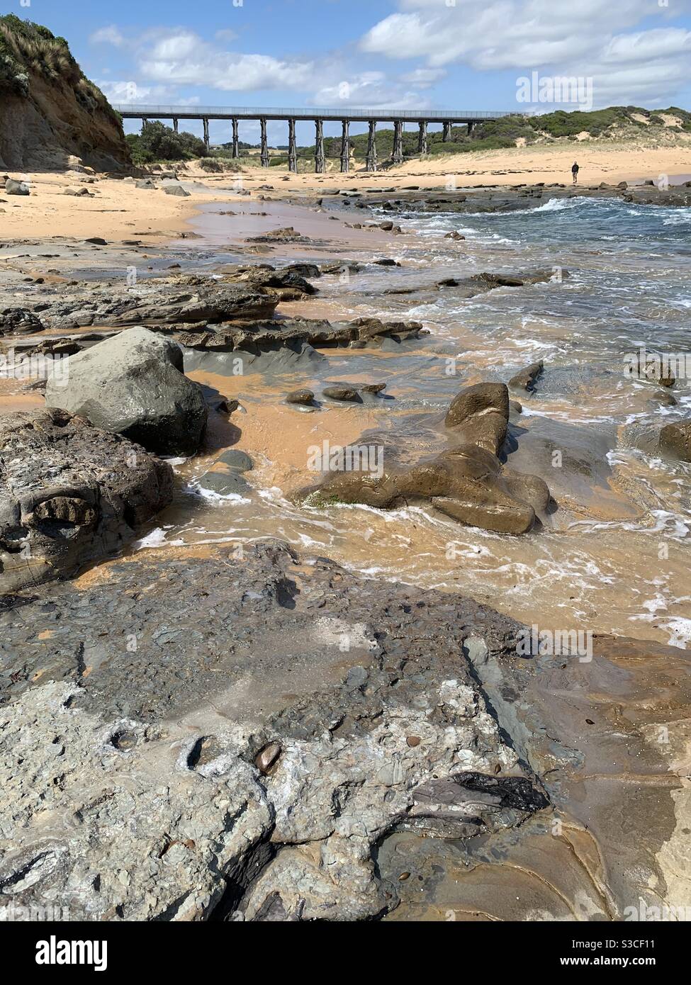 Trestle bridge at Kilcunda, part of the Bass Coast Rail Trail Stock ...