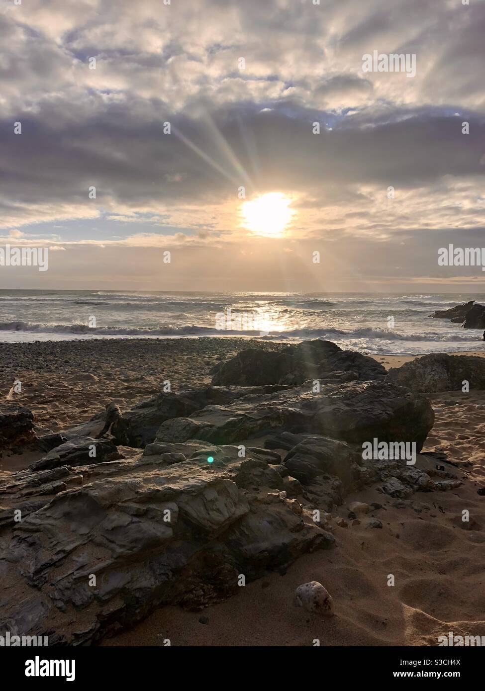 Cornwall beach sunset hi-res stock photography and images - Alamy