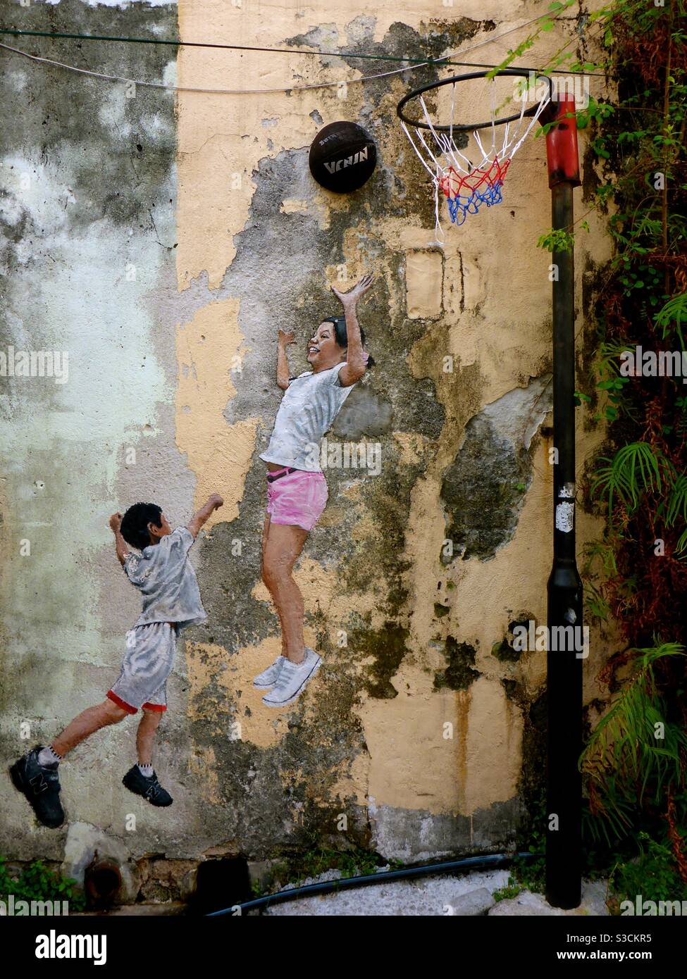 Kids Playing Street Basketball