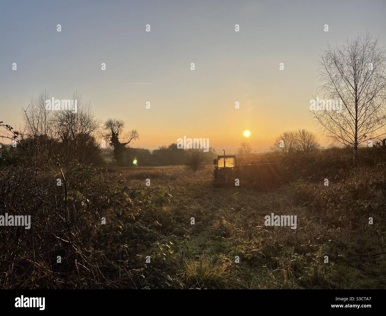 Winter sunset photo near Selston, Nottinghamshire, UK Stock Photo - Alamy
