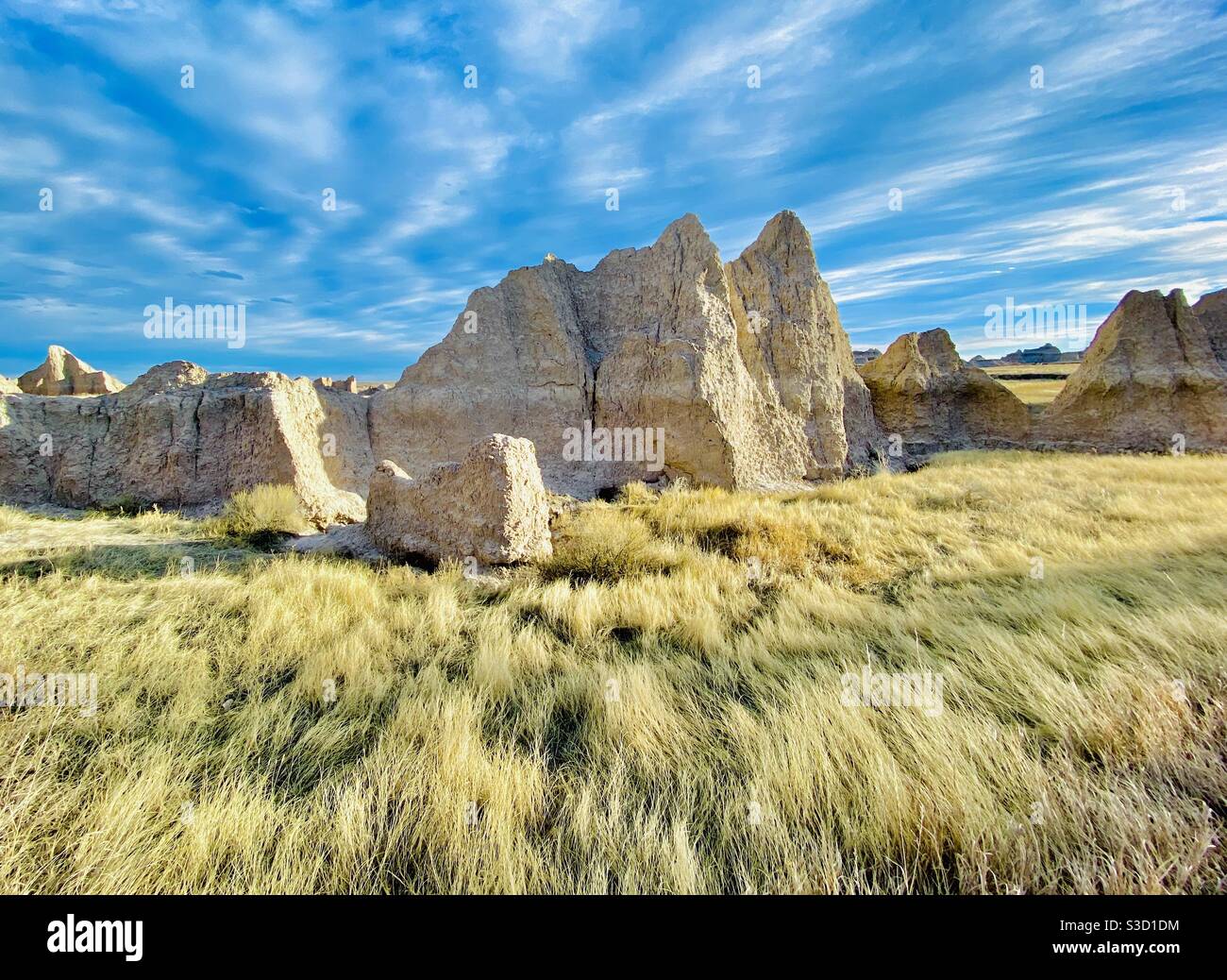 Rock formations in the Badlands National Park, South Dakota, USA Stock ...