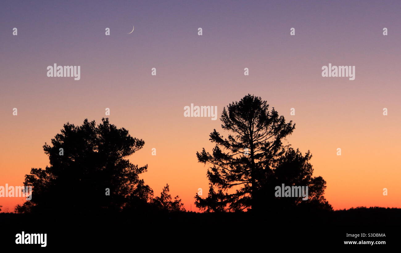 New moon in sunset sky hi-res stock photography and images - Alamy