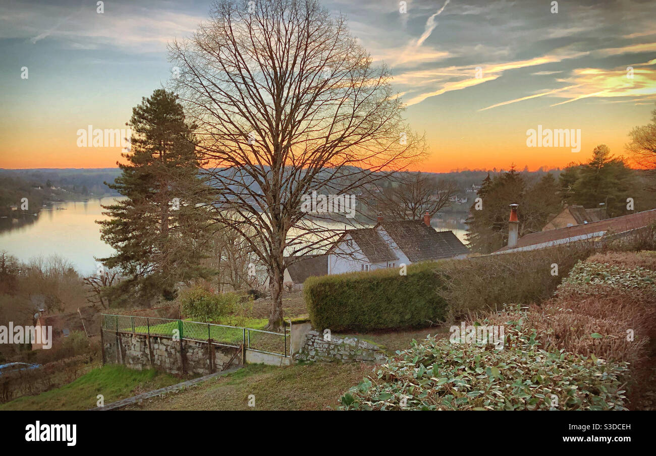 French countryside at sunset Stock Photo - Alamy