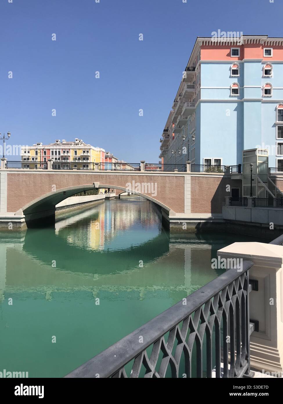 The beautiful bridges and canals of Qanat Quartier on the artificial ...