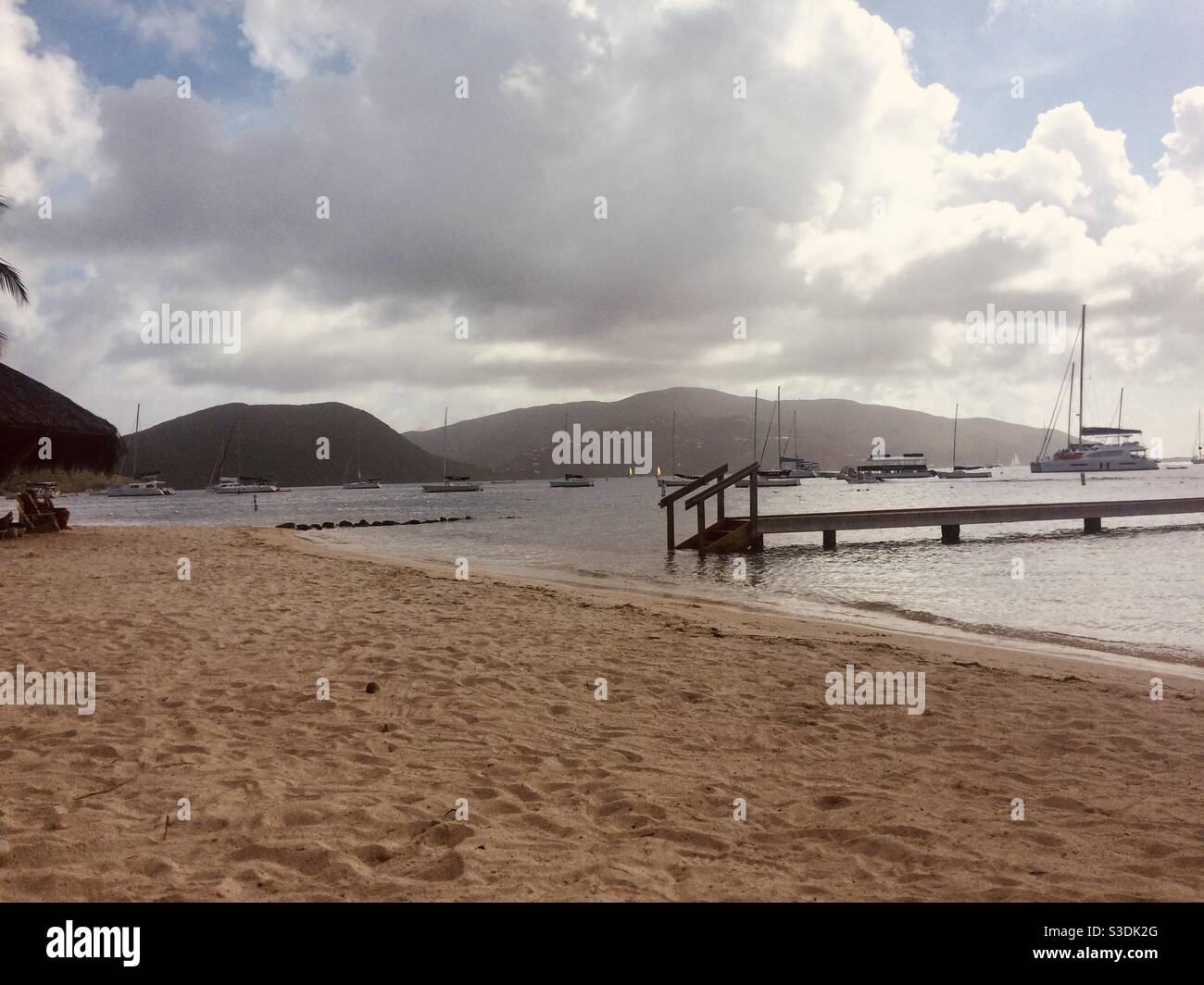 Pontoon on the beach at Saba Rock, Virgin Gorda, BVI, Caribbean Stock ...