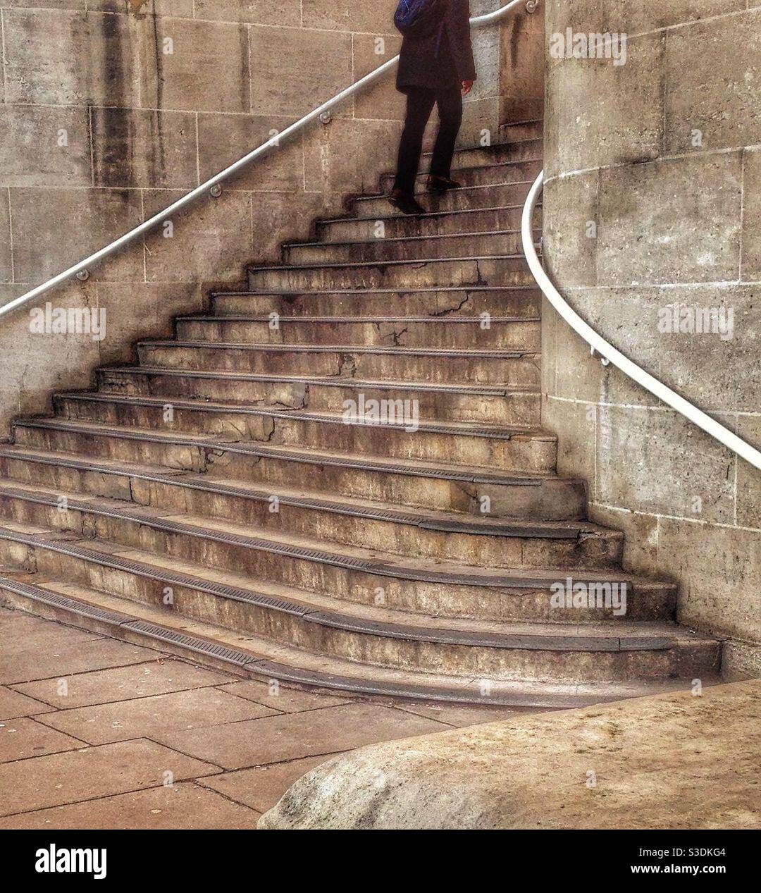 Stairway leading up to Waterloo Bridge, London Stock Photo - Alamy