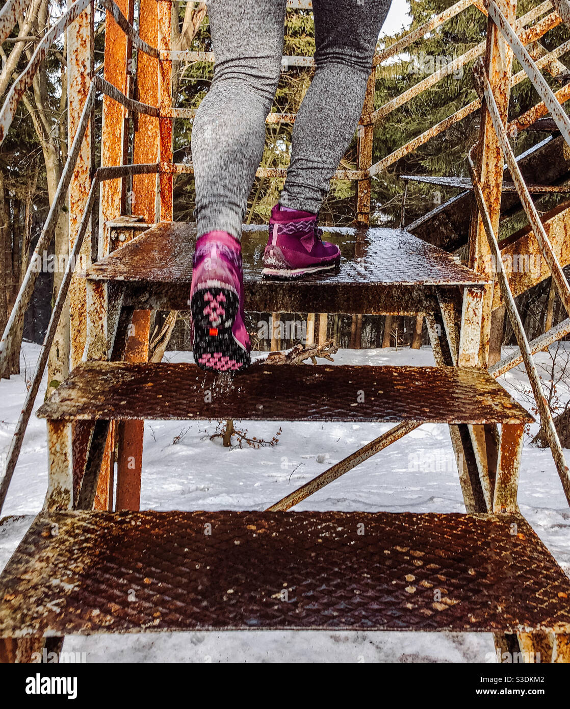 Woman going up stairs hi-res stock photography and images - Alamy