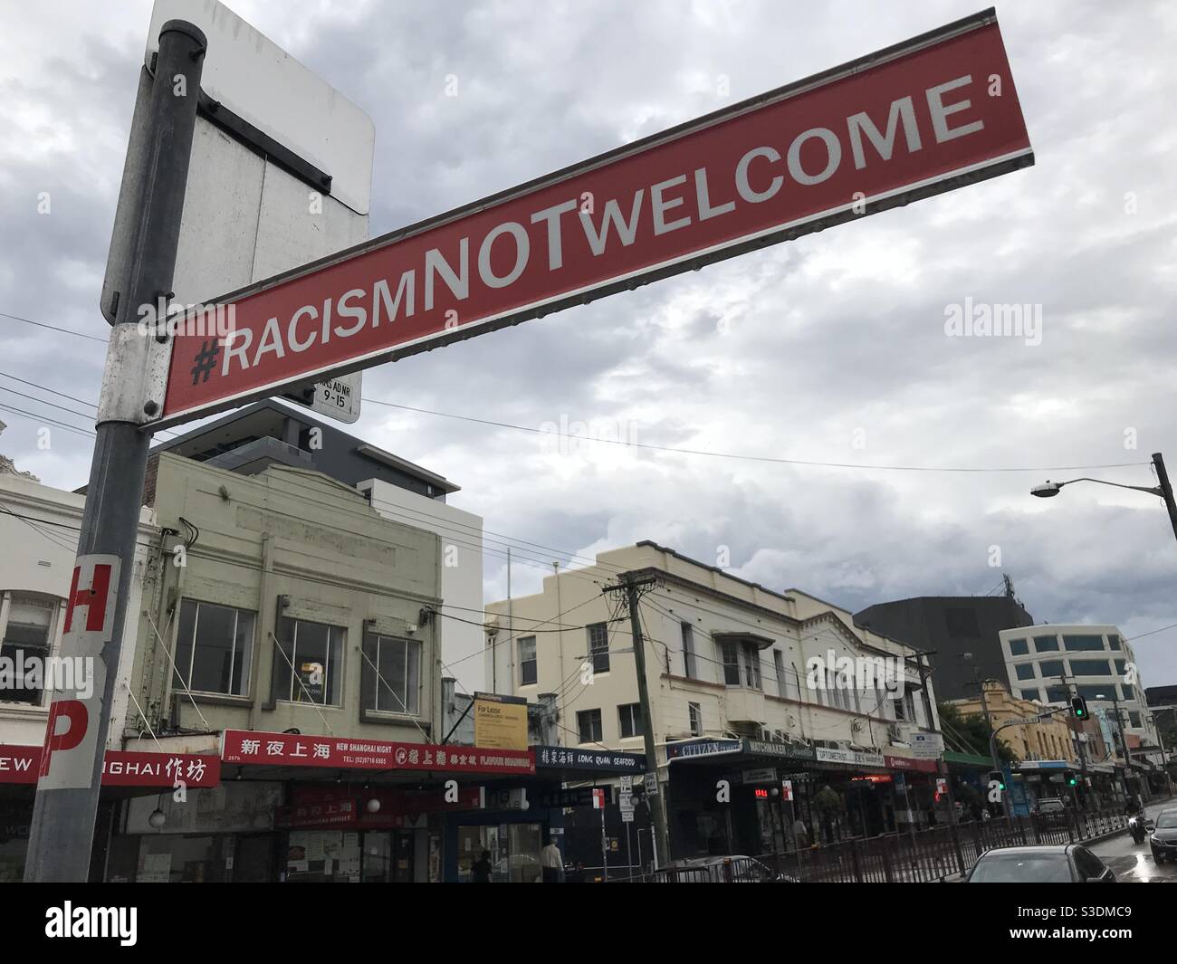Racism not welcome street sign on Liverpool Road, Ashfield, Sydney, NSW ...