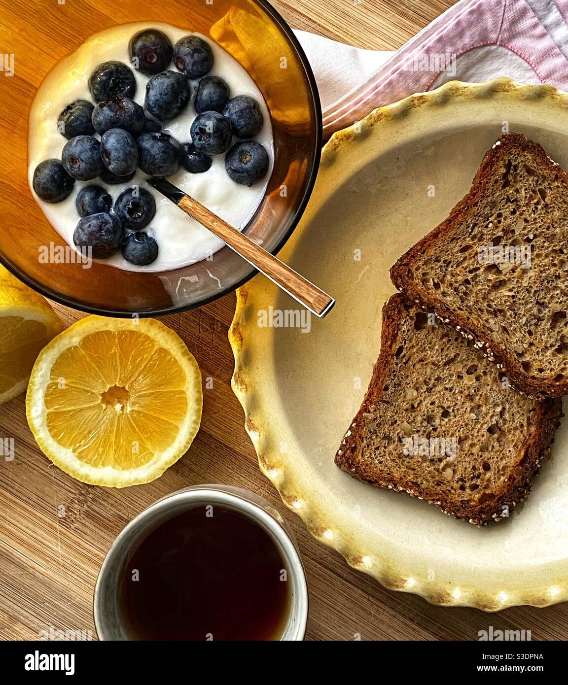 Sunday breakfast with tea and cranberries Stock Photo - Alamy