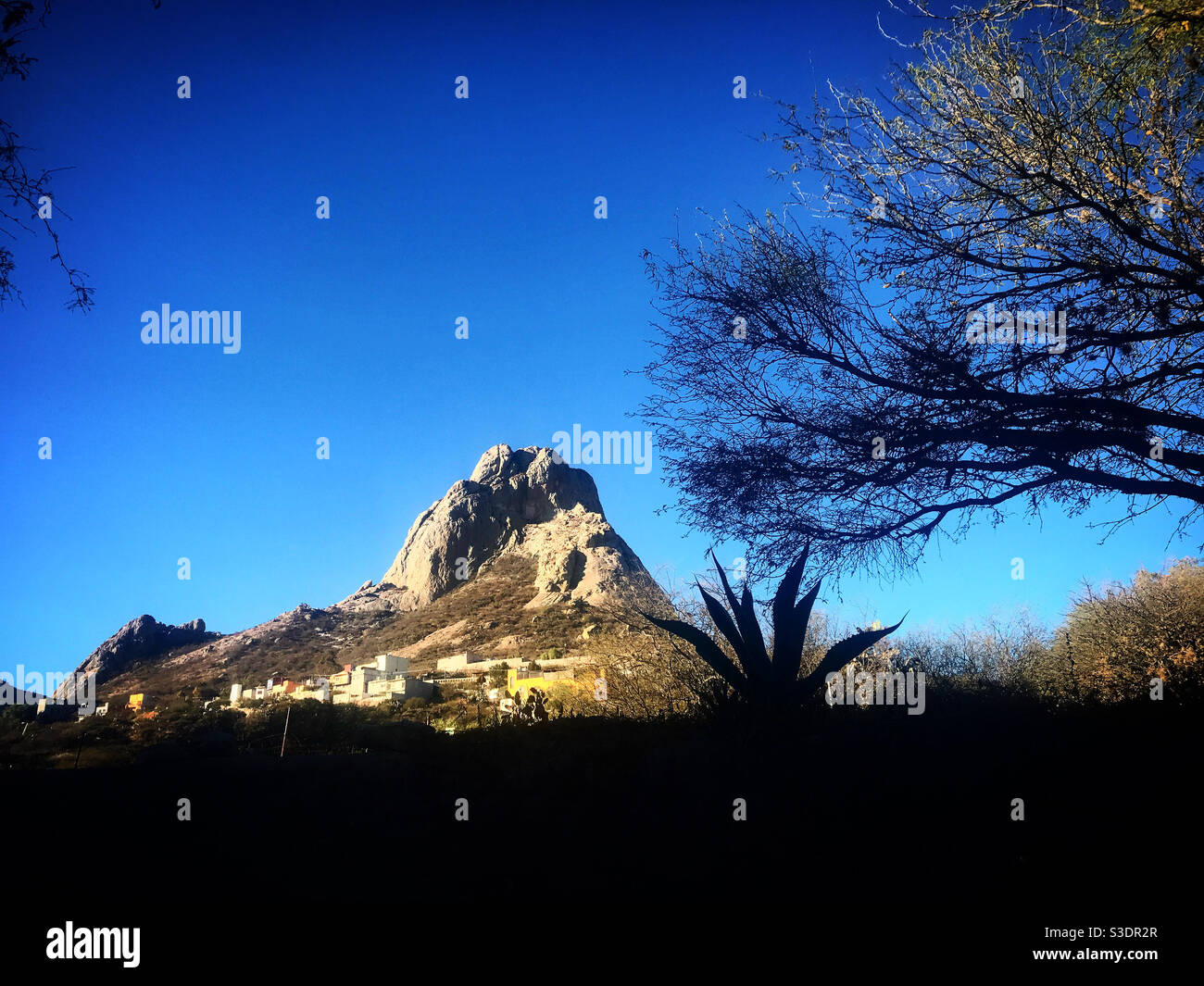 The Peña de Bernal mountain in San Sebastian Bernal, Queretaro, Mexico ...