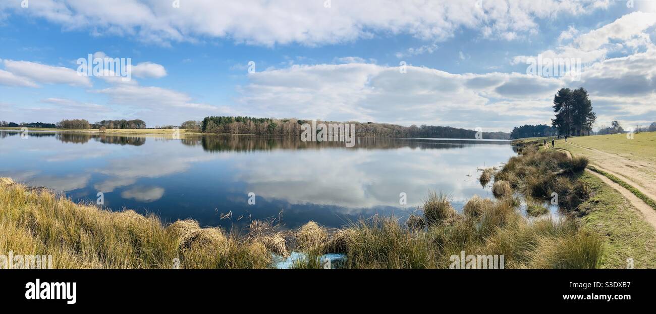 Tatton Mere, Knutsford, Cheshire ... Clouds reflecting on still lake ...