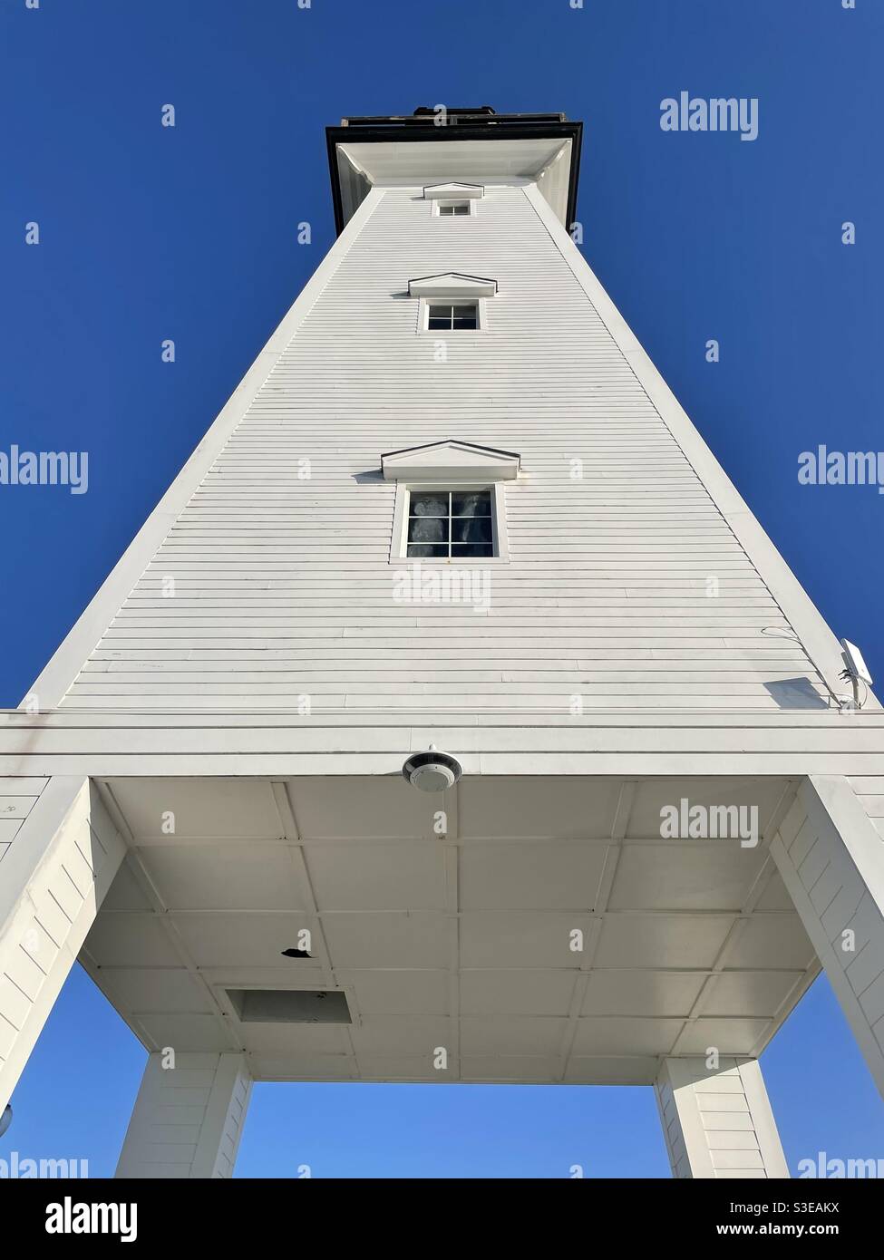View of Ship Island lighthouse replica looking straight up Stock Photo ...