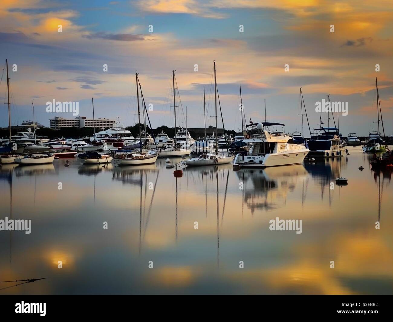 Reflections reflection water sky clouds boats hi-res stock photography ...