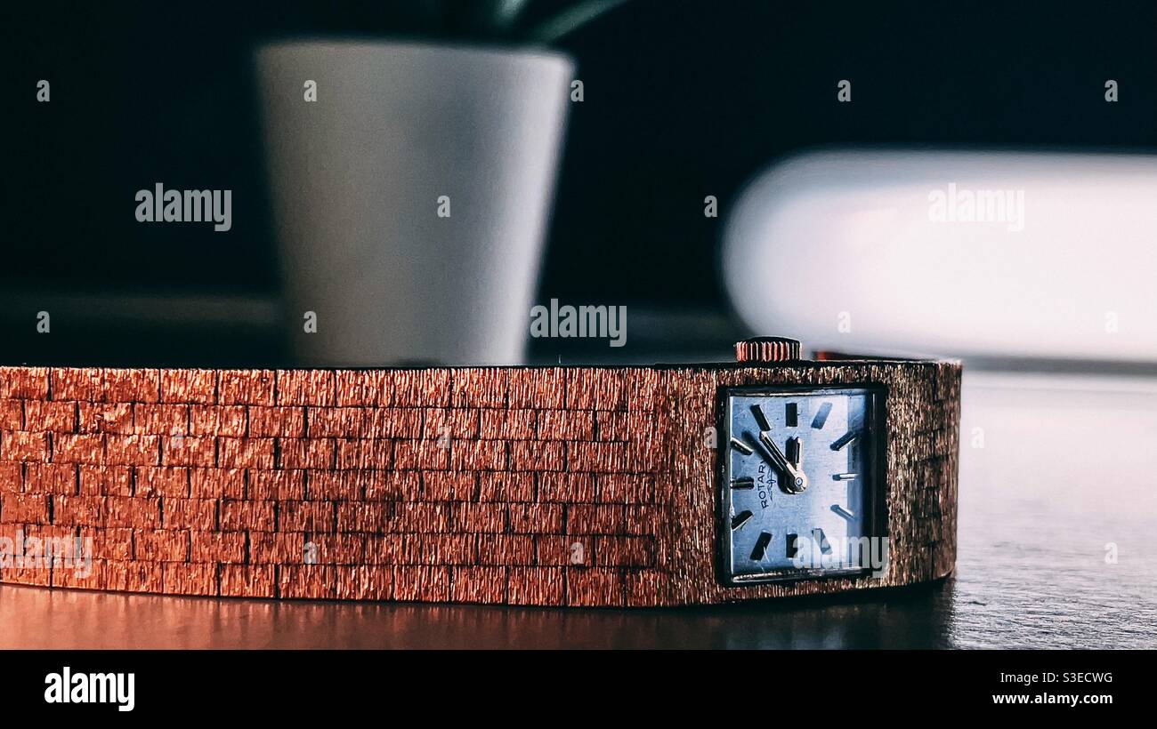 Old bronze ladies wrist watch Stock Photo - Alamy