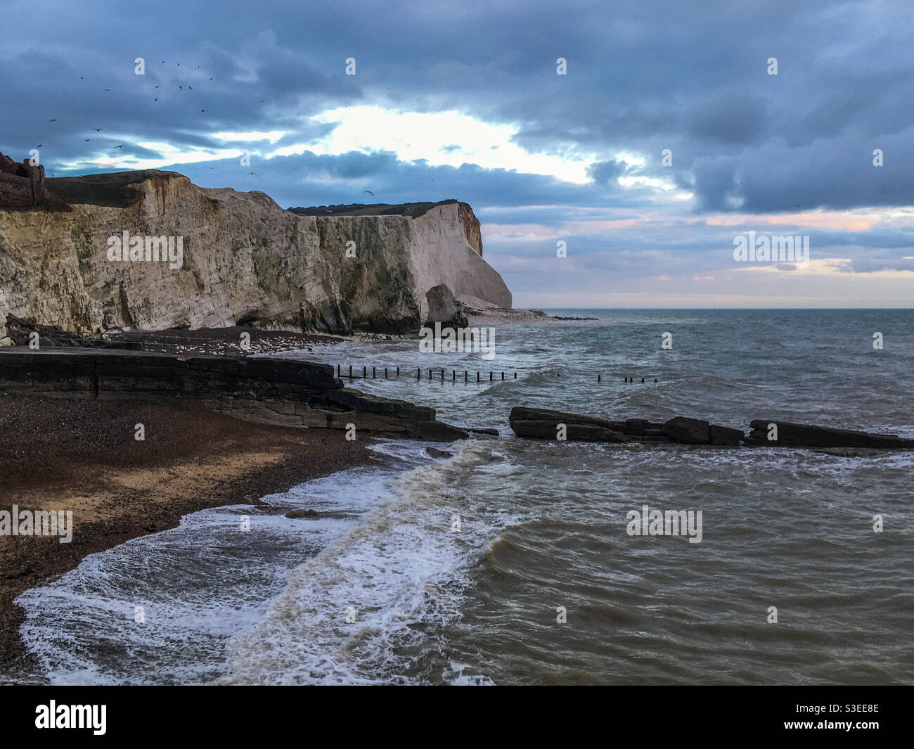 Seaford Head From Splash Point at Sunset Stock Photo - Alamy