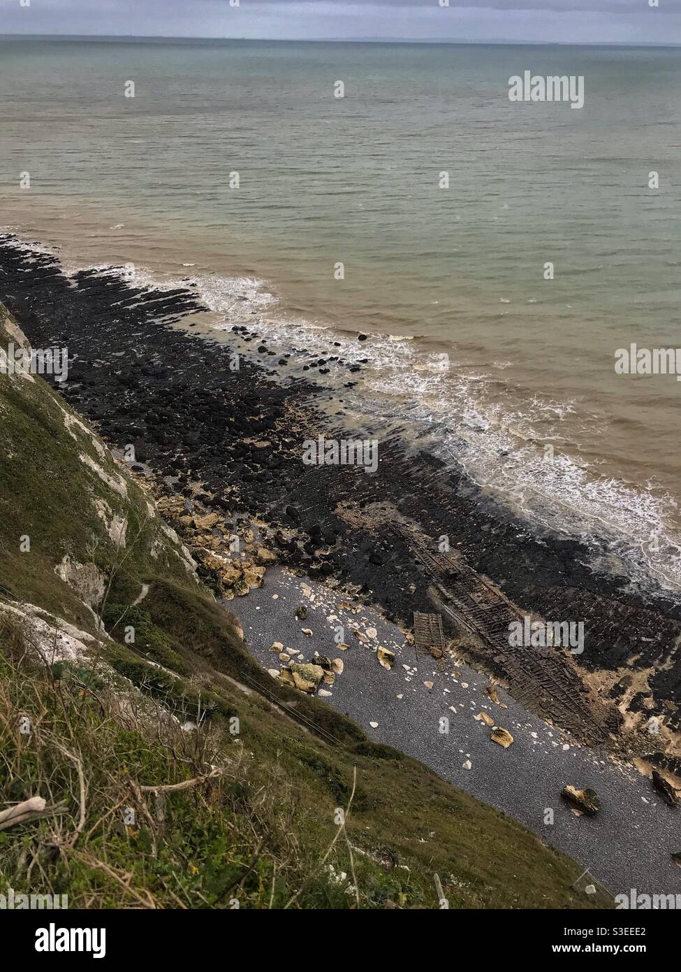 The wreck seen at low tide of HMS Falcon the iron screw steamer that ...