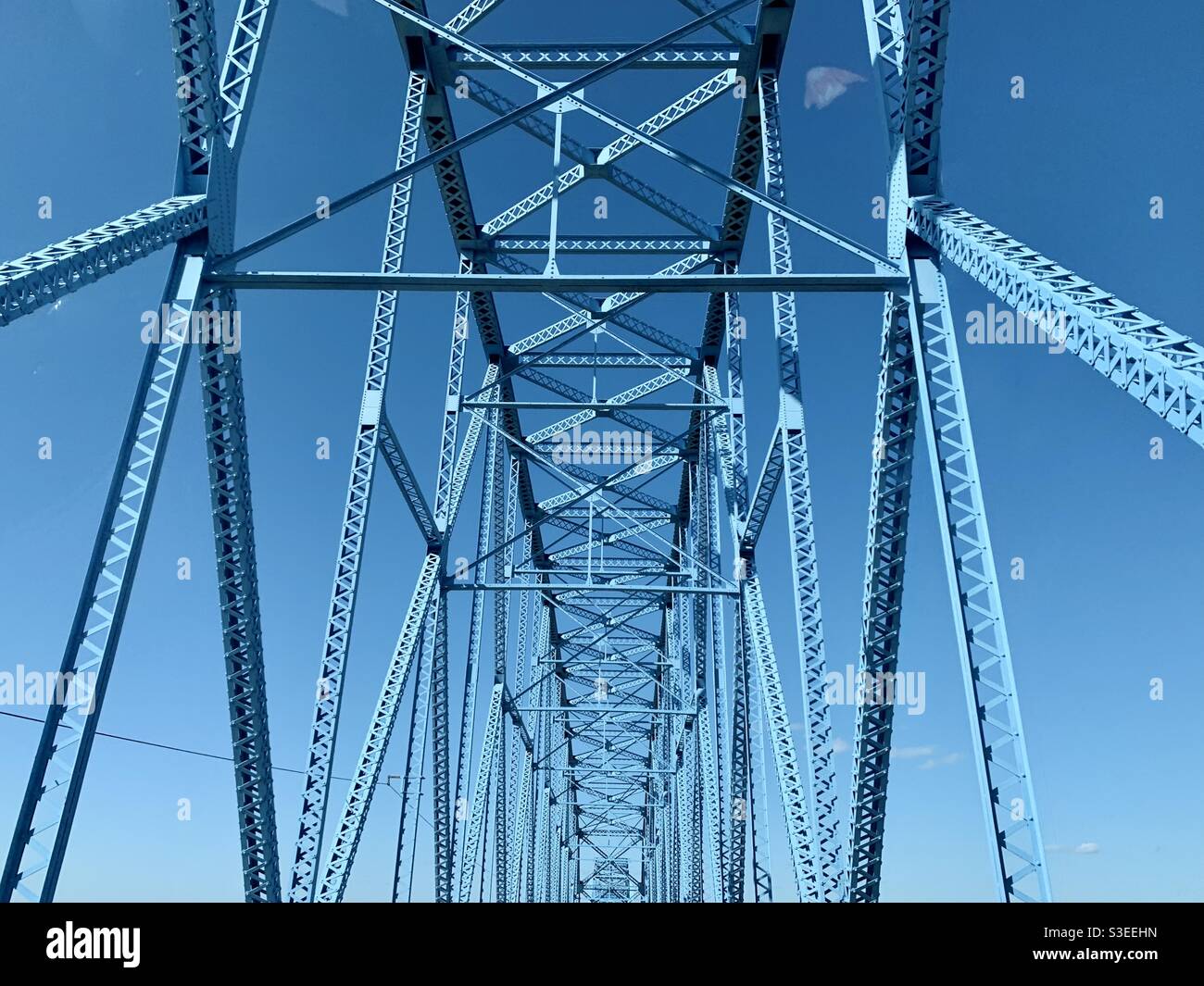 Blue metal bridge Stock Photo - Alamy
