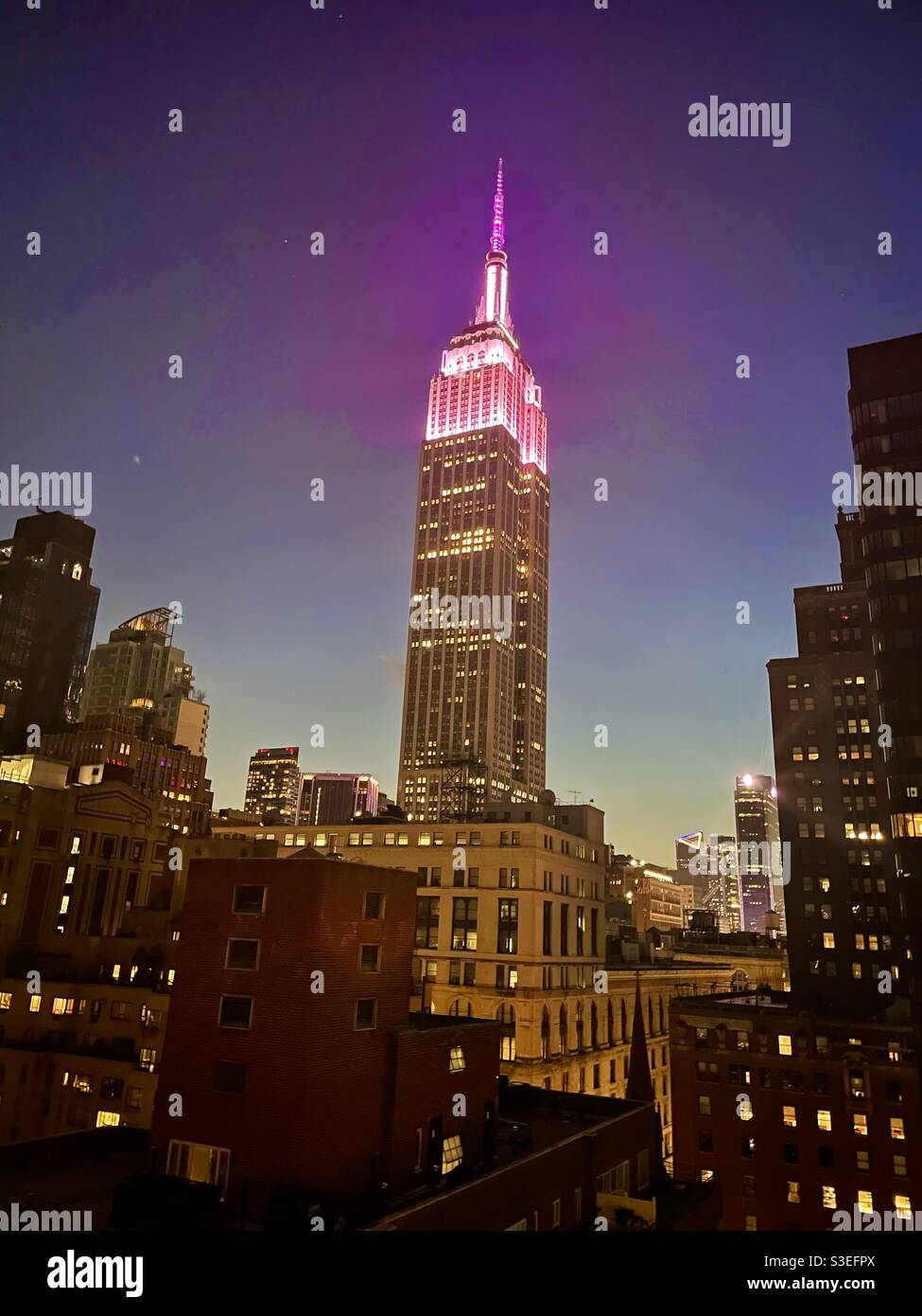 Easter colored lights on the Empire State building Stock Photo - Alamy