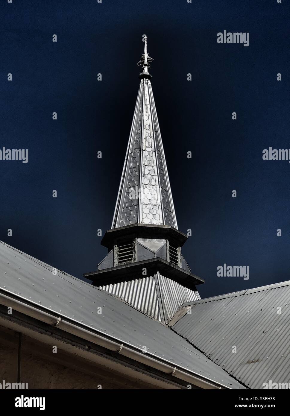 Moody image of a church steeple - Congregational Church in the small ...