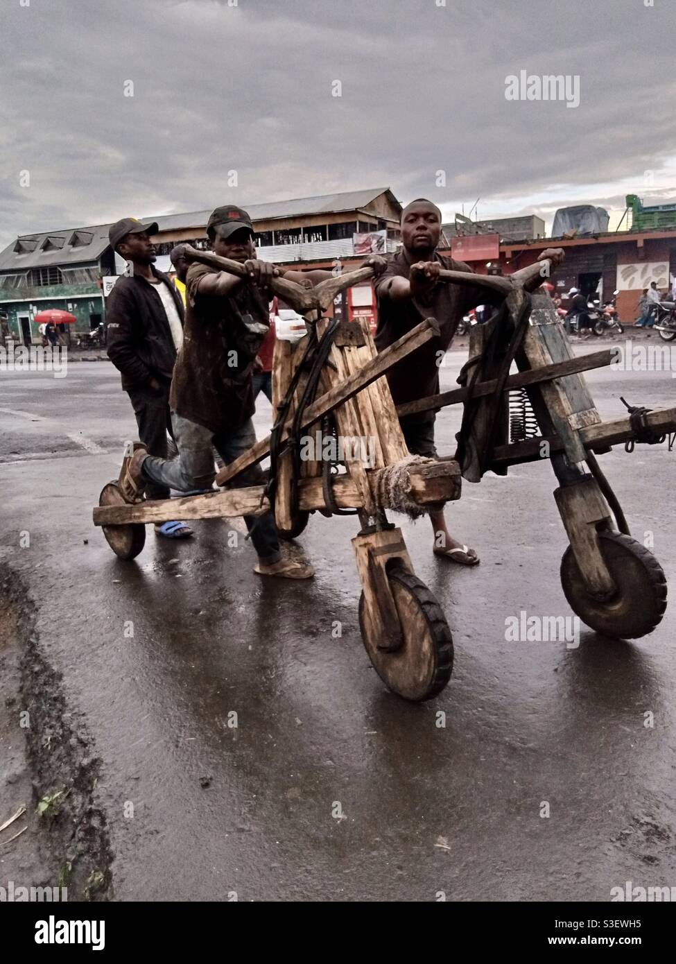 A wooden Chukudu- a traditional Congolese scooter Stock Photo - Alamy