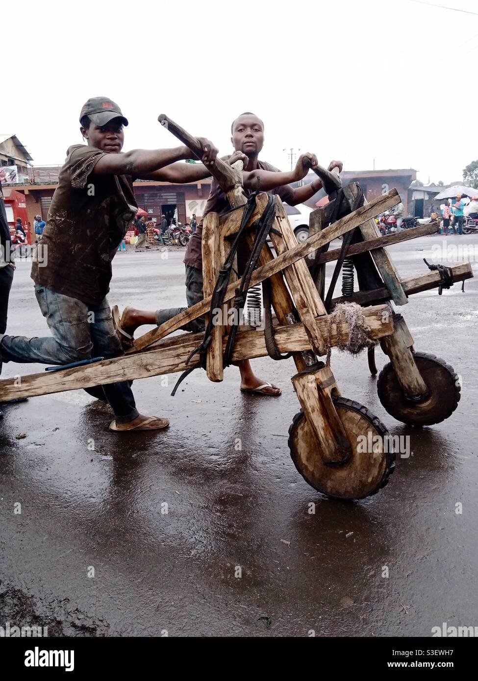 A wooden Chukudu- a traditional Congolese scooter Stock Photo - Alamy