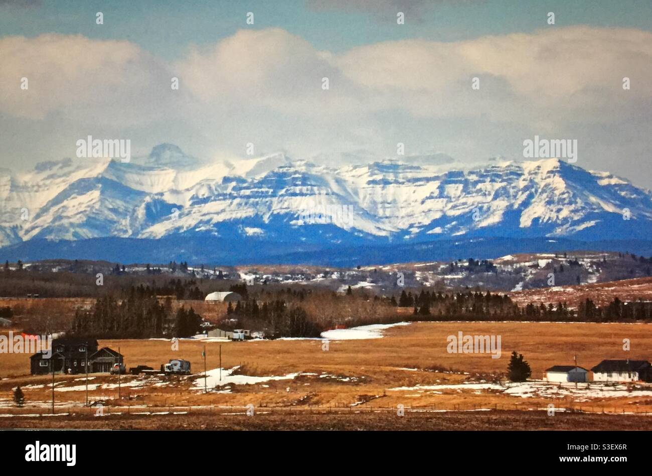 Farming, in the foothills, of the Canadian Rockies, Alberta, Canada ...