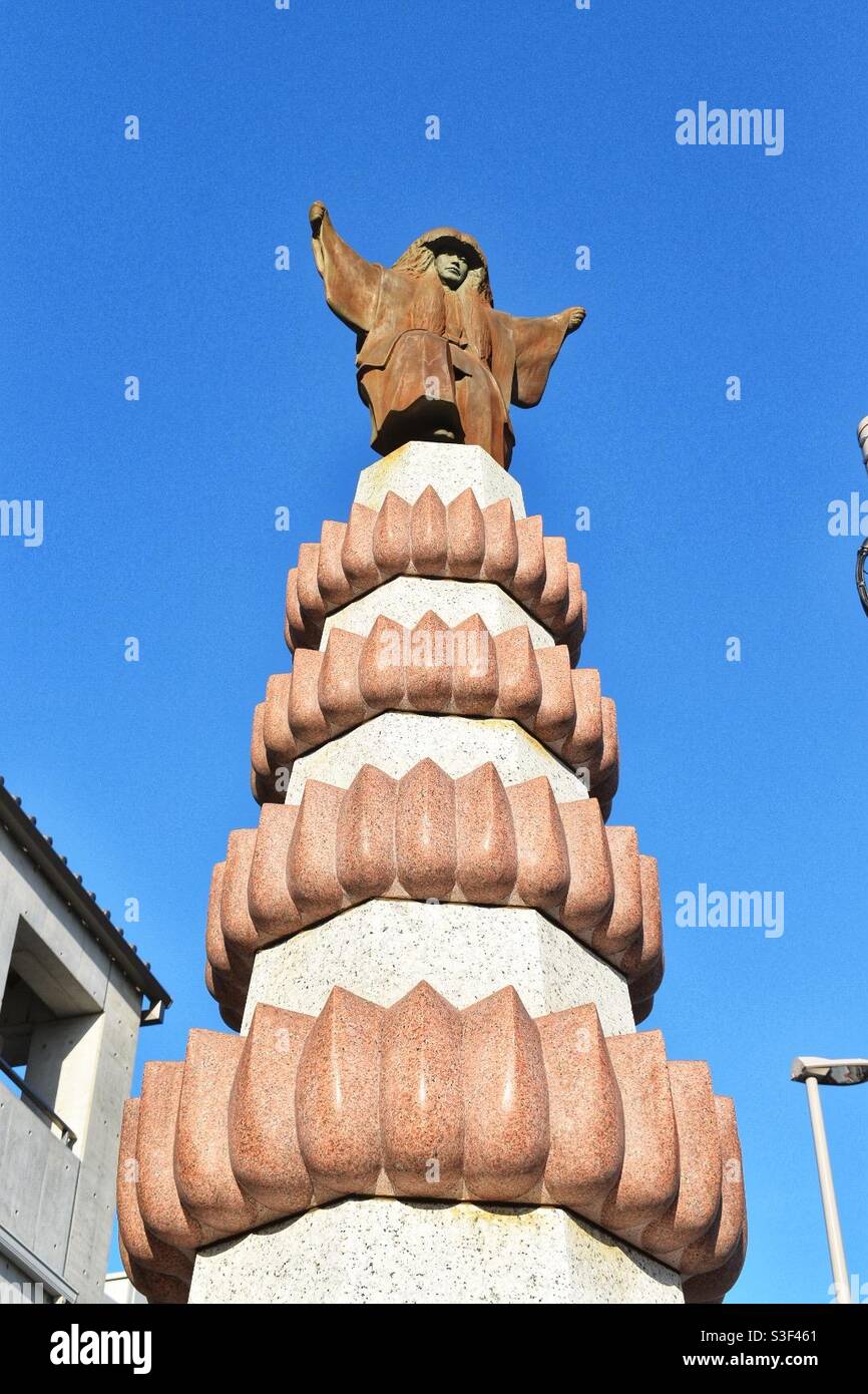 Statue of a kabuki actor against blue sky in Narita, Japan Stock Photo ...