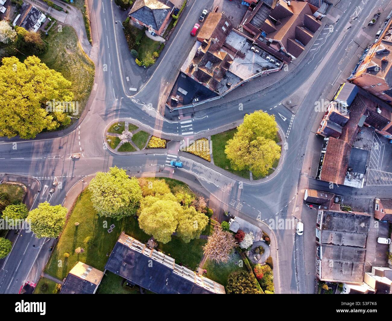 Elongated roundabout in Barnards Green Malvern UK Stock Photo - Alamy